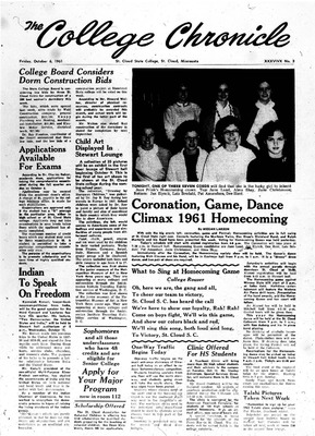 "The Chronicle [October 6, 1961]" by St. Cloud State University