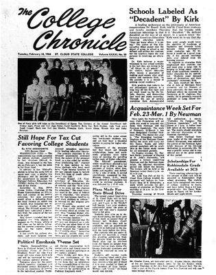 "The Chronicle [February 18, 1964]" by St. Cloud State University