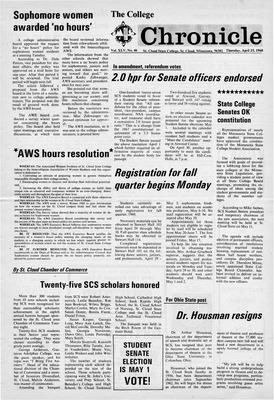 "The Chronicle [April 25, 1968]" by St. Cloud State University