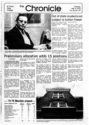 "The Chronicle [February 4, 1975]" by St. Cloud State University