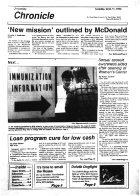 "The Chronicle [September 11, 1990]" by St. Cloud State University