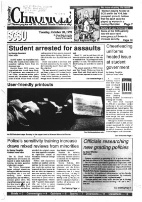 "The Chronicle [October 20, 1992]" by St. Cloud State University