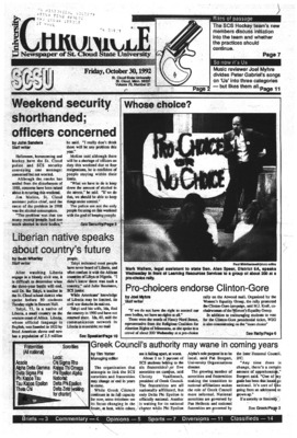 "The Chronicle [October 30, 1992]" by St. Cloud State University