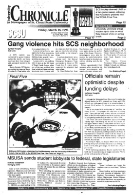 "The Chronicle [March 18, 1994]" by St. Cloud State University