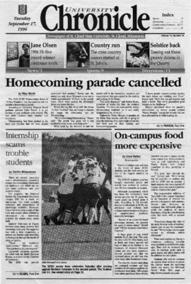 "The Chronicle [September 17, 1996]" by St. Cloud State University