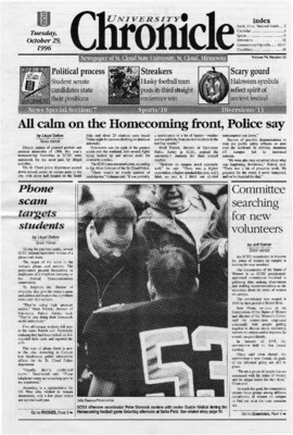 "The Chronicle [October 29, 1996]" by St. Cloud State University