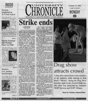 "The Chronicle [October 15, 2001]" by St. Cloud State University